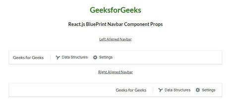 react js blueprint navbar component props geeksforgeeks