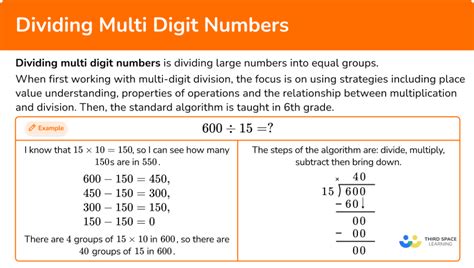 dividing multi digit numbers math steps examples and questions