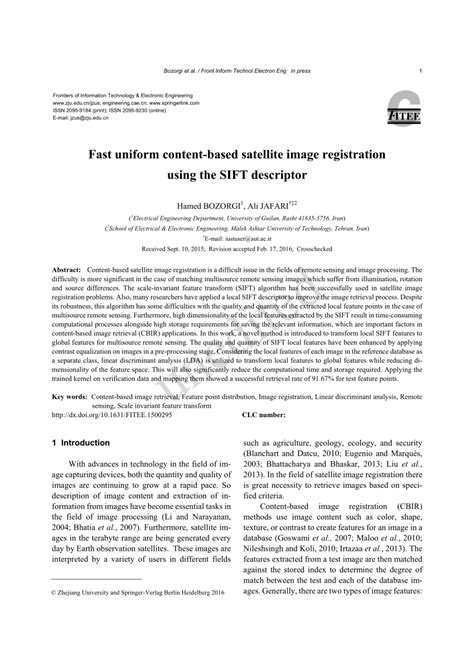 pdf fast uniform content based satellite image registration using the scale invariant feature
