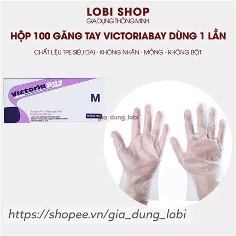 Hộp 100 găng tay Victoria Bay chất liệu TPE chính hãng siêu dai găng