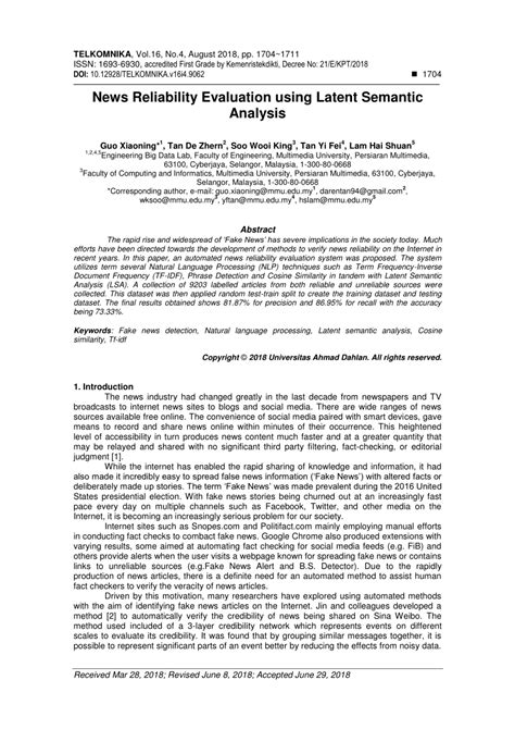 pdf news reliability evaluation using latent semantic analysis