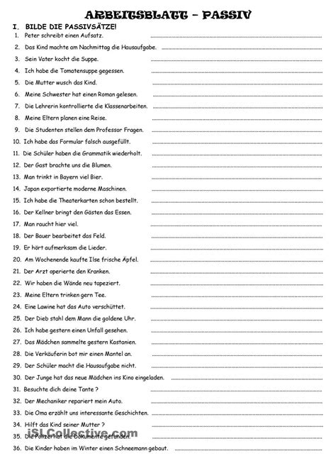 Aktiv Passiv Bungen Deutsch Arbeitsbl Tter Worksheets