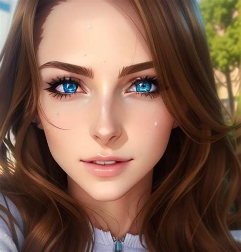Semi Realistic Anime Girl Skin Highlights Hair Hig