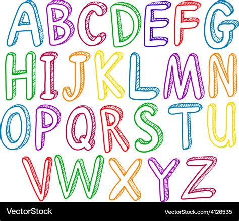 Rainbow Alphabet Royalty Free Vector Image VectorStock