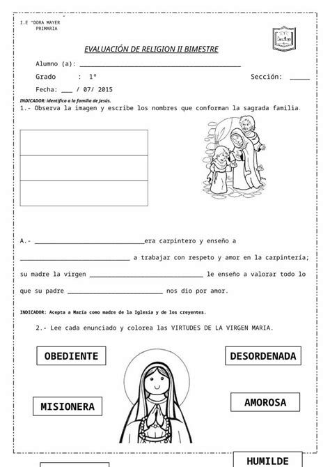 Docx Examen Religion Ii Bimestre Primero Dokumen Tips