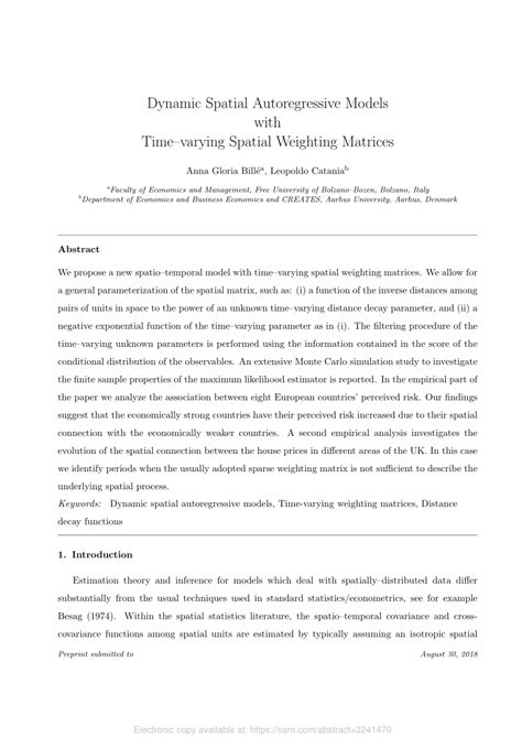 pdf dynamic spatial autoregressive models with time varying spatial weighting matrices