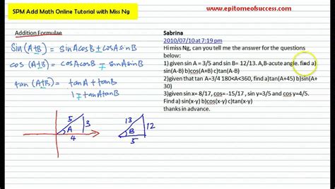 spm add math trigo addition formulae 1 youtube