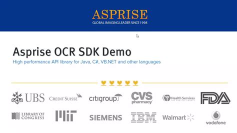 Asprise OCR For Java C VB NET API Component Library SDK Demo