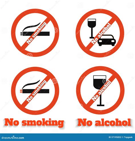 No Smoking No Alcohol Stock Vector Illustration Of Prohibited 37195852