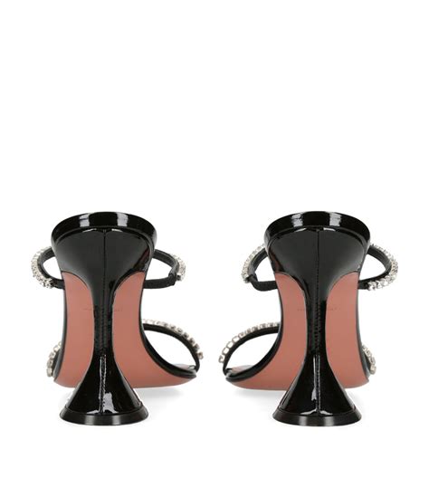 Womens Amina Muaddi Black Embellished Gilda Glass Mules 105 Harrods UK