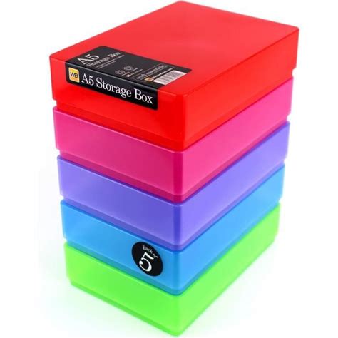 WestonBoxes Lot de 5 boîtes de rangement en plastique A5 avec