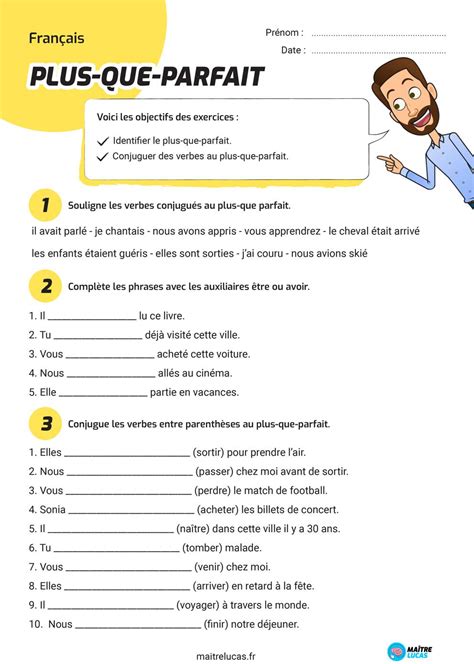 Exercices le plus que parfait Plus que parfait Apprendre le français