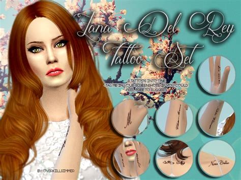 Overkill Simmer S Lana Del Rey Tattoo Set Lana Del Rey Tattoos Sims