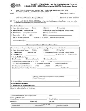 Fillable Online Hkex CCASS CCMS SDNet Line Service Notification
