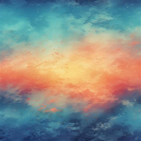 Pintura De Un Cielo Colorido Con Una Nube Naranja Y Azul Brillante Ai