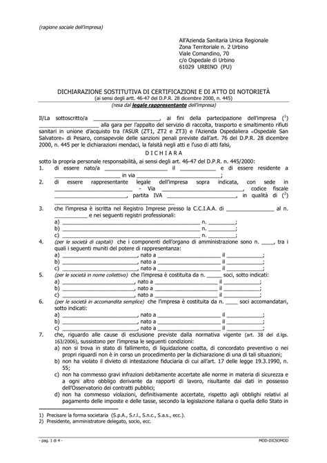 DICHIARAZIONE SOSTITUTIVA DI CERTIFICAZIONI E Fareonline It