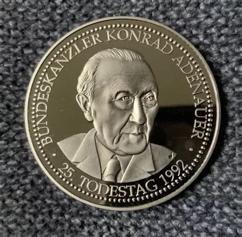 BUNDESKANZLER KONRAD ADENAUER 25 Todestag 1992 Deutschland Medaille