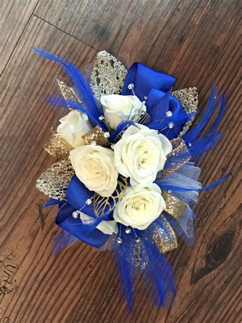 Royal Blue And Black Corsage Corsage Prom