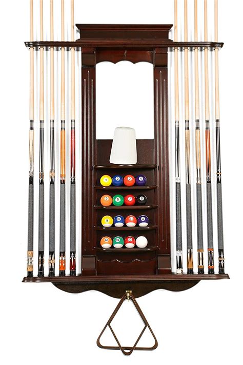 Iszy Billiards Pool Stick Holder Wall Mount Cue Rack W Chalk Holders
