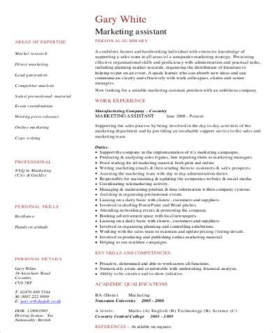 Free Sample Marketing Assistant Resume Templates In Ms Word Pdf