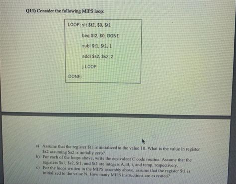 solved q11 consider the following mips loop loop sit 12