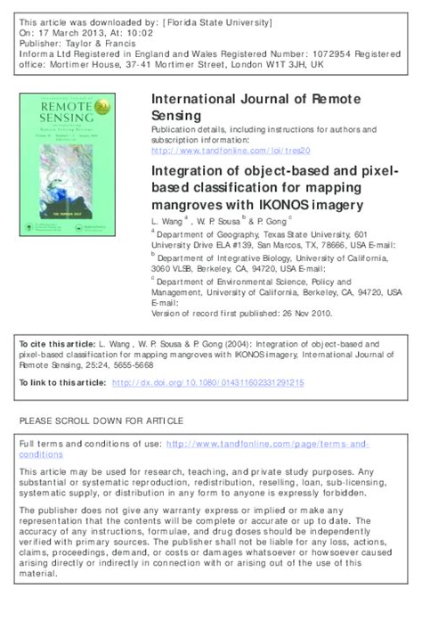 pdf integration of object based and pixel based classification for mapping mangrove with