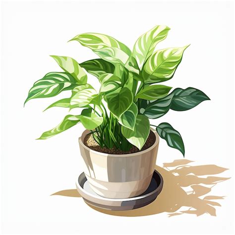 Premium Ai Image A Plant With Green Leaves In A Pot On A White Background