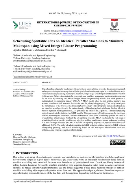 pdf scheduling splitable jobs on identical parallel machines to minimize makespan using mixed