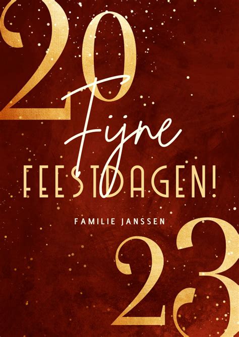 Stijlvolle Kerstkaart Rood 2023 Goudlook Met Kaartje2go