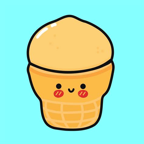 Linda Gracioso Hielo Crema Vector Mano Dibujado Dibujos Animados