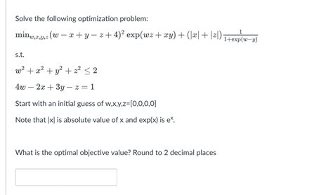 solved solve the following optimization problem
