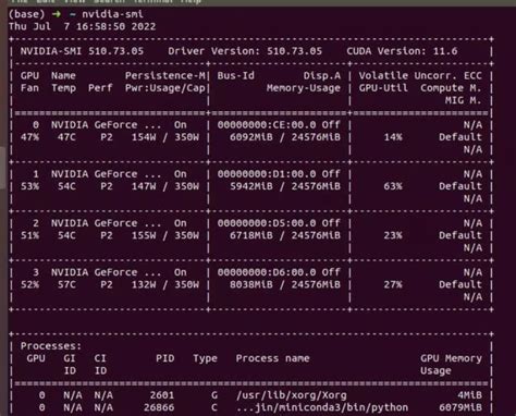 8 sheets of 3090 using the nvidia smi command during operation only 4 sheets of 3090 are left