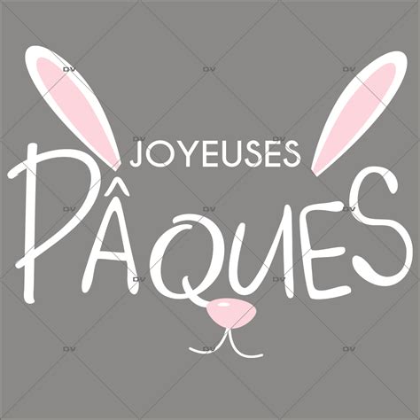PAQ154 Texte Joyeuses Pâques oreilles et museau de lapin