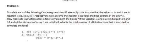 solved translate each of the following c code segments to