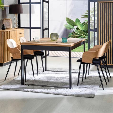Mesa Jantar Extens Vel Carvalho E Preto Lamelo Mi Kasa Su Kasa