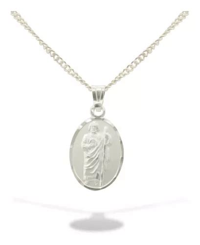 Collar San Judas Tadeo Medalla 2 3 Cm Cadena 50cm Joya Plata Envío gratis