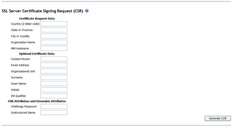bladecenter web interface generating a certificate signing request