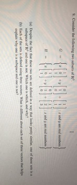 solved 9 consider the following two subsets of r3 and h0y
