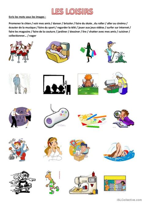 Les Loisirs Fran Ais Fle Fiches Pedagogiques Pdf Doc