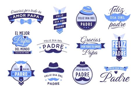 Premium Vector Feliz Dia Del Padre Badges Spanish Lettering Means