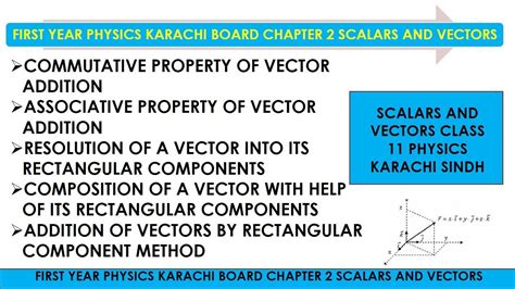 xi physics chapter 2 scalar and vectors rectangular component method karachi class 11 physics
