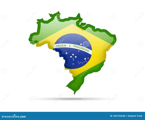 Bandeira De Brasil E Contorno Do País Ilustração do Vetor Ilustração