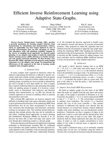 pdf efficient inverse reinforcement learning using adaptive state graphs