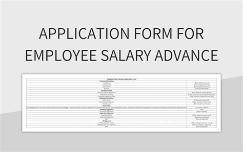 Application Form For Employee Salary Advance Excel Template And Google