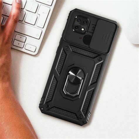 Coque Xiaomi Redmi 10C Hybride Antichoc avec Bague et Protection Caméra