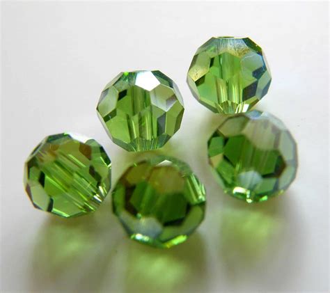 100pcs 6mm Faceted Round Crystal Beads Green AB BeadsForEwe