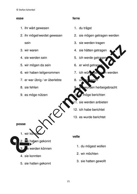 Latein Übung unregelmäßige Verben Formen Zeiten Aktiv Passiv 9 10