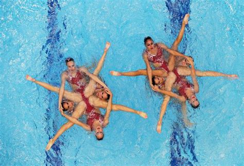 Spain Perform During The Women S Team Free Synchronised Swimming Final