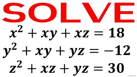 Solve This System Of Quadratic Equations With 3 Different Variables