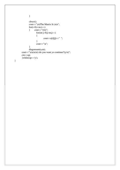 solution c program to find the sum of all diagonal elements of a square matrix with output